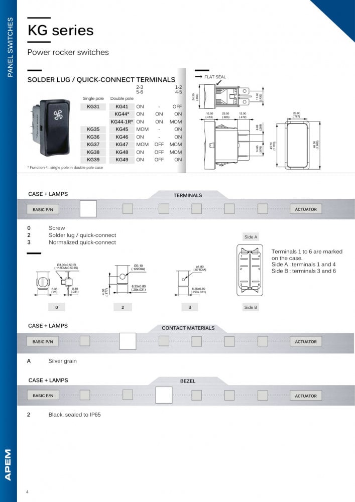 APEM KG series datasheet page 4