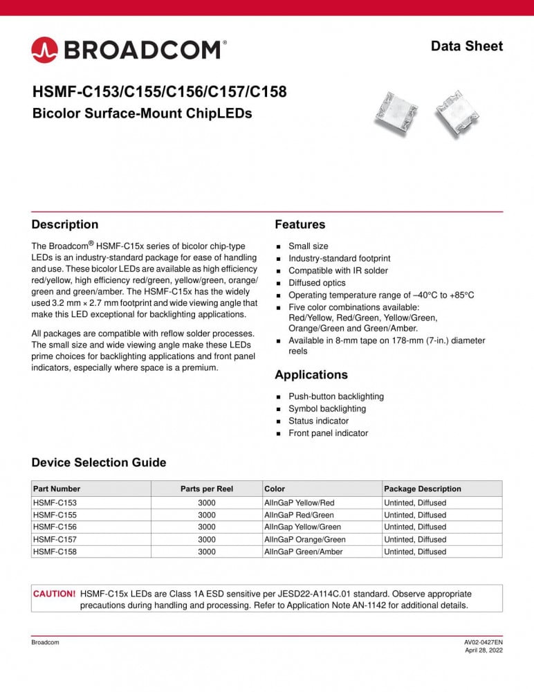 HSMF-C158 datasheet page 1