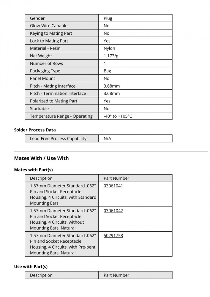 Molex .062 miniature pin terminals specification, page 3