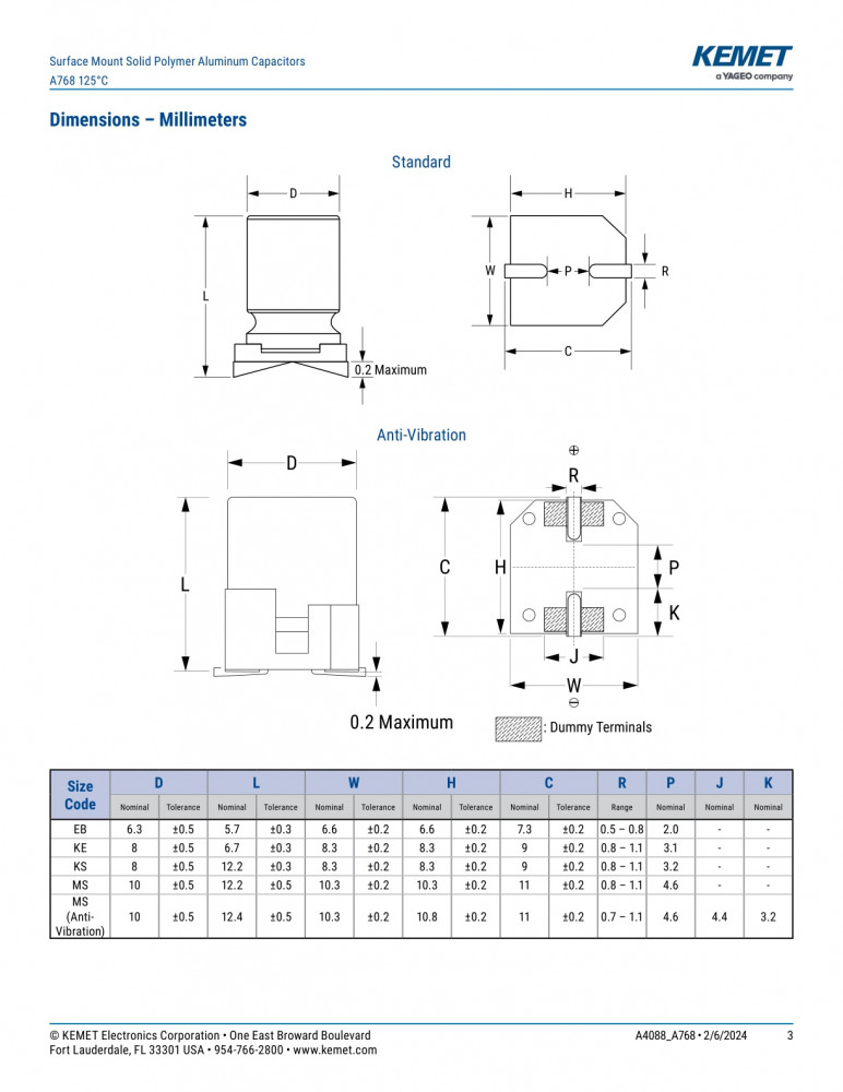 KEMET A768 datasheet page 3