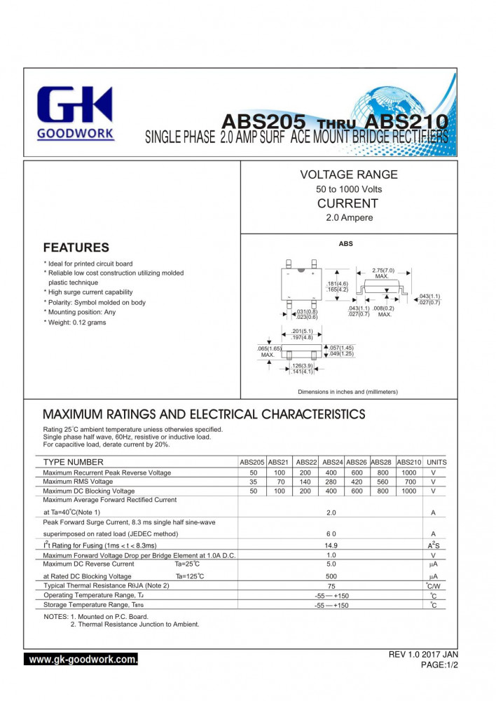 GOODWORK ABS210 datasheet page 1