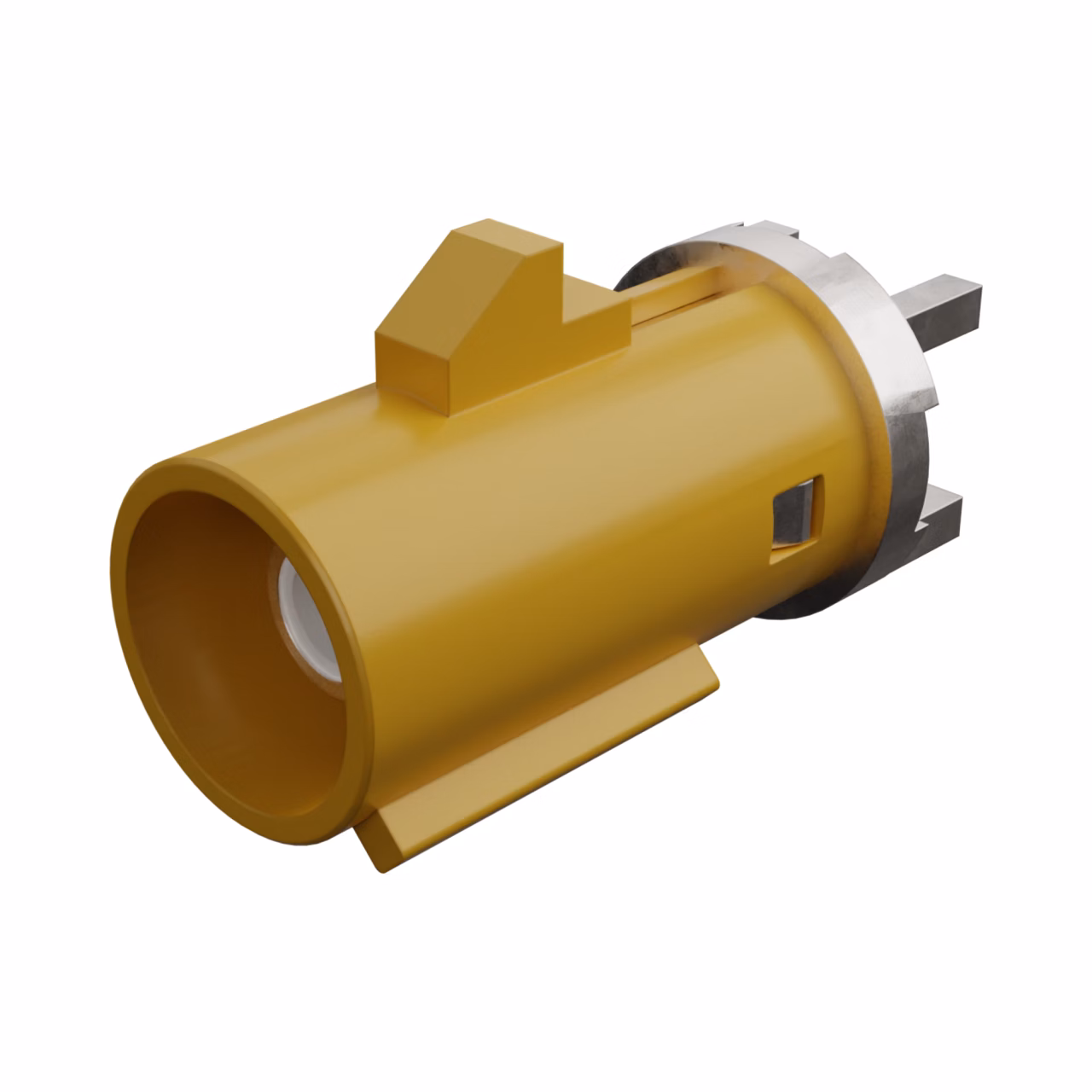 FAKRA Jack, Straight, PCB Receptacle, Through Hole, Keying Code K, Brass Body, Tin (Sn) Plated, Curry Yellow, 50 Ohms for sale