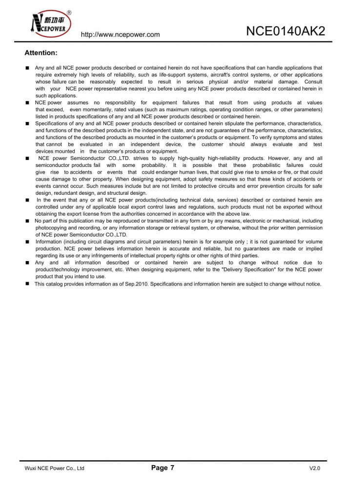 NCE0140AK2 datasheet page 7
