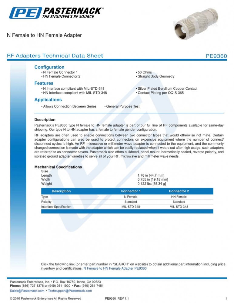 PE9360 technical document page 1