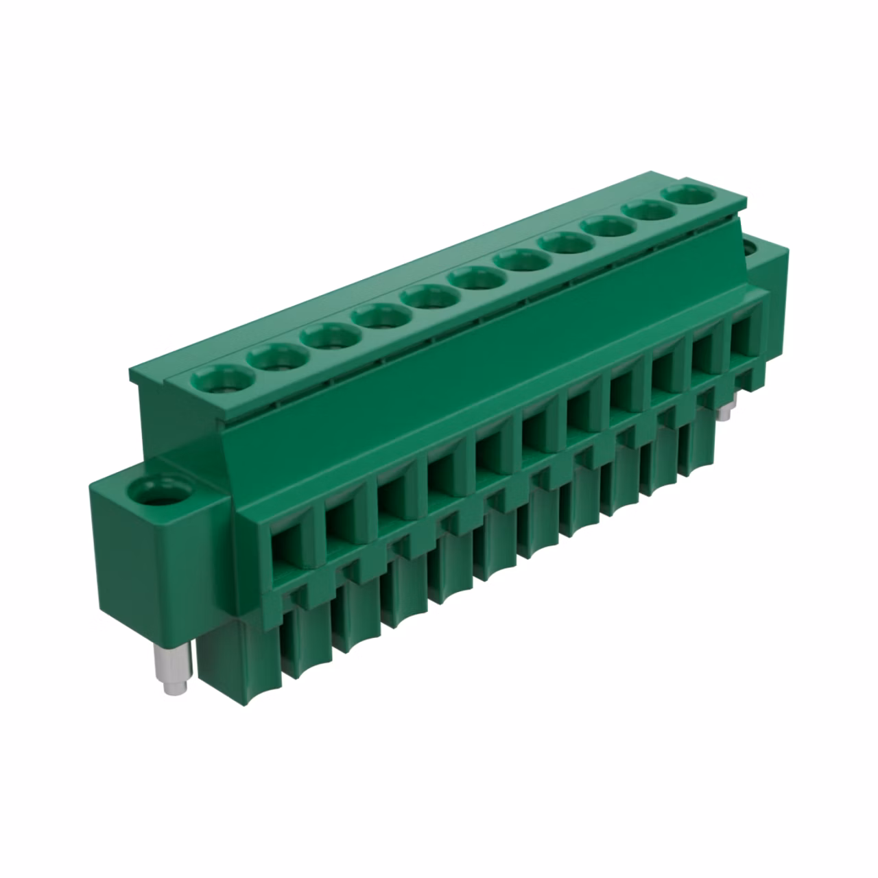 3.81mm Pitch Eurostyle Vertical Plug, with Retention Screws and Reverse Imprinting, Rear Wire Entry, Green Housing, 11 Circuits for sale