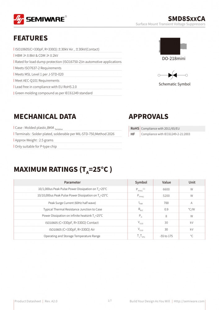 SMD8S14CA datasheet page 1