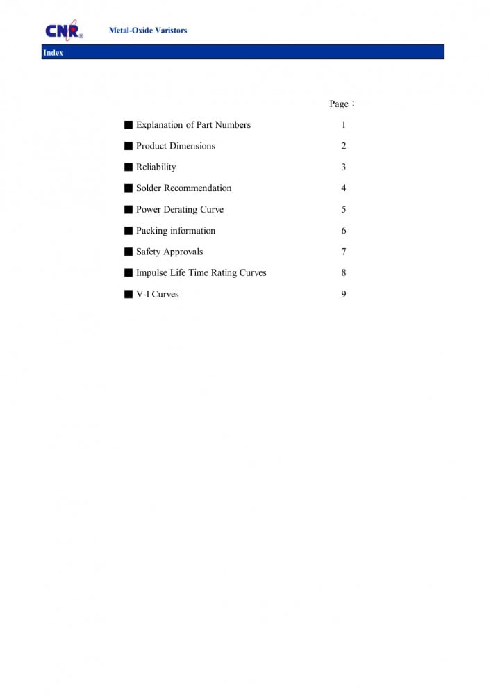 CNR datasheet page 1
