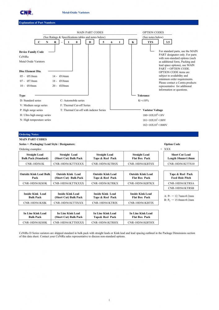 CNR datasheet page 2