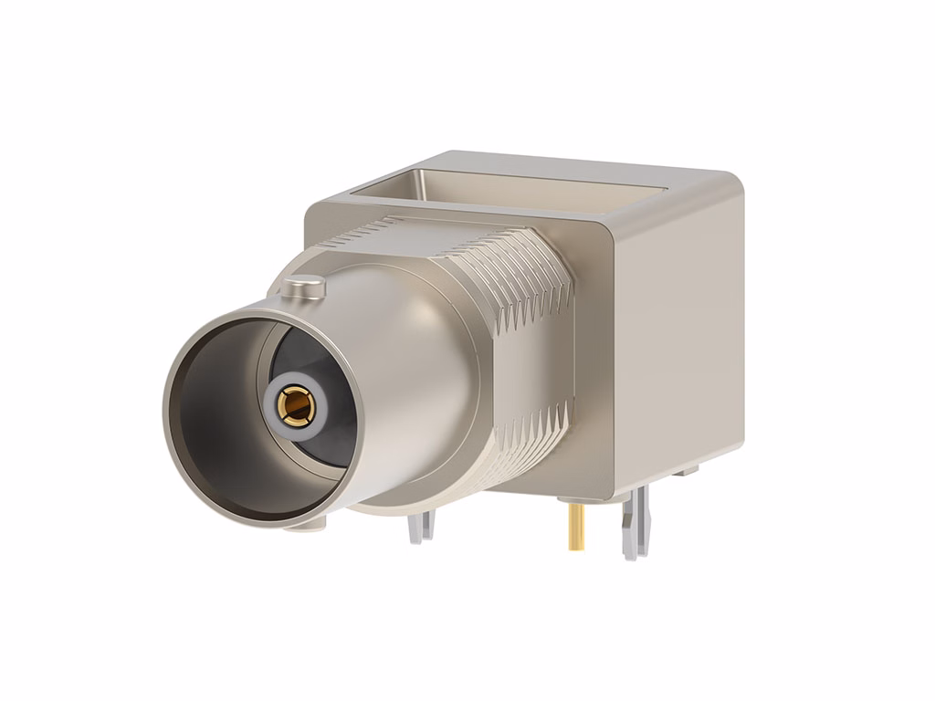 Precision Test Connector, 1.85mm PCB Jack Receptacle, 2-Hole Flange Mount, Solderless Compression Contact, Stripline, without Screws, 50 Ohms