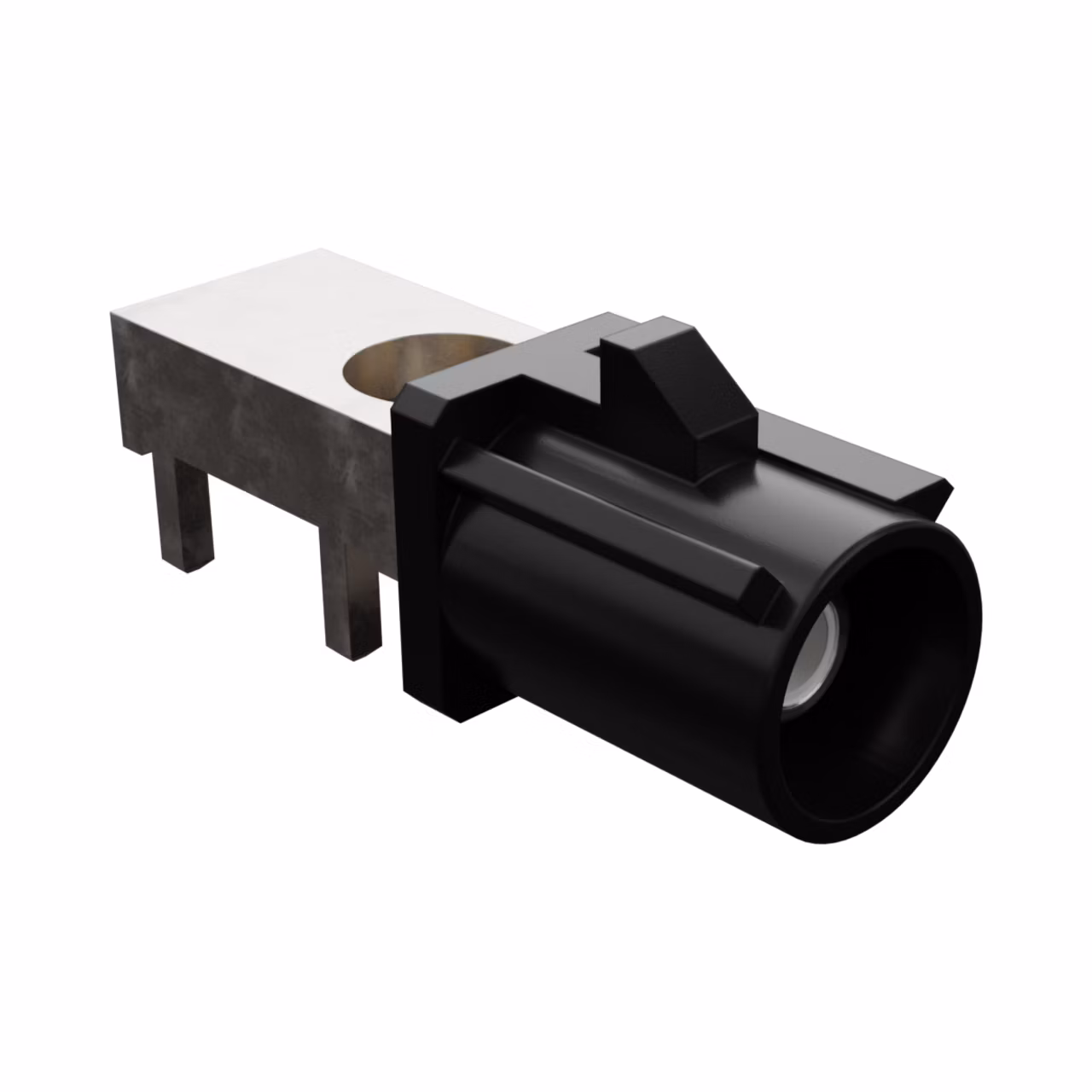 FAKRA Jack, Right-Angle, PCB Receptacle, Through Hole, Die Cast Body, Tin (Sn) Plated, Pin in Paste, Tape and Reel, Keying Code A, Black, 50 Ohms for sale