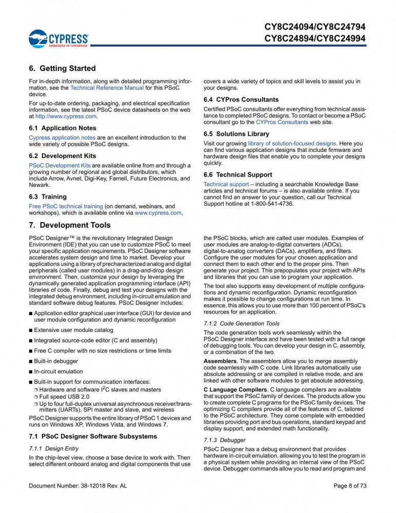 CY8C24794 datasheet page 8