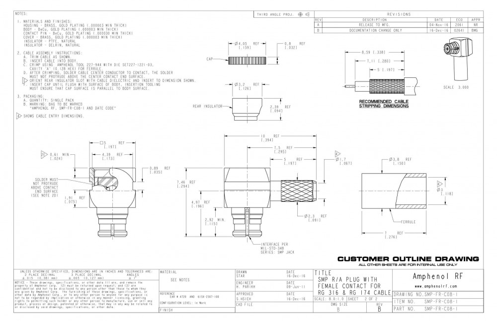Amphenol SMP-FR-C08-1 technical drawing preview