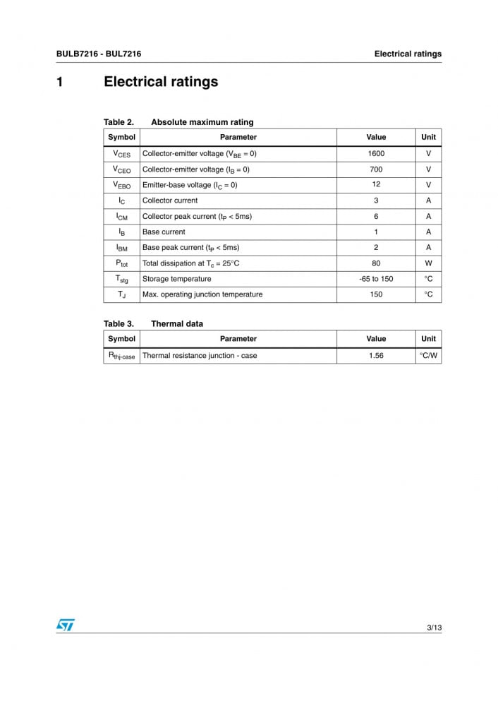 BUL7216 datasheet page 3