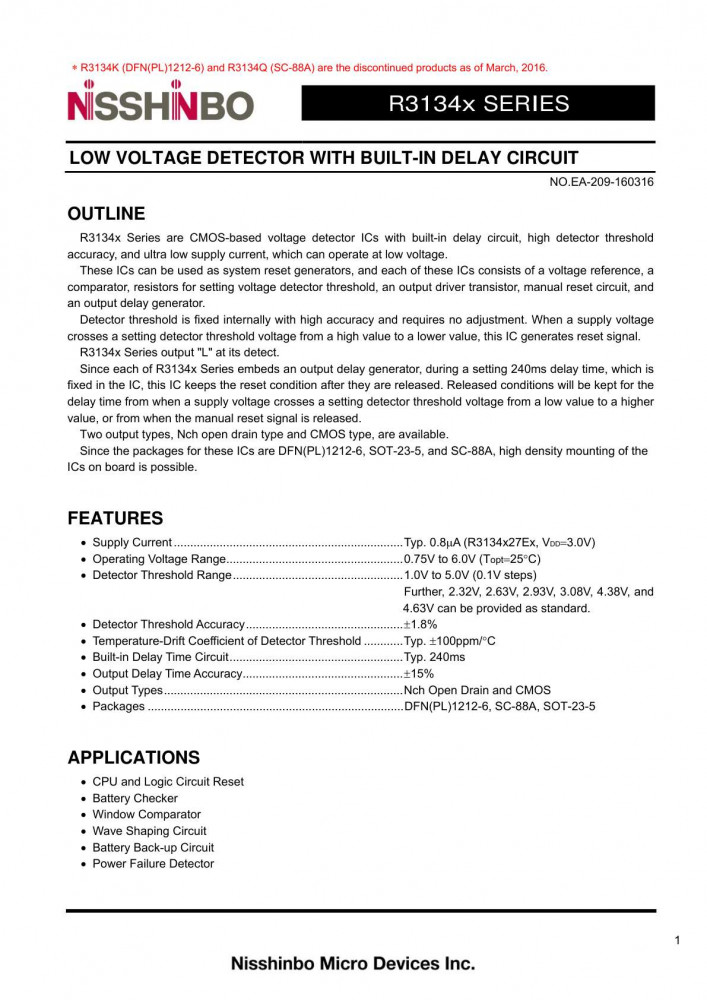 R3134 datasheet page 1