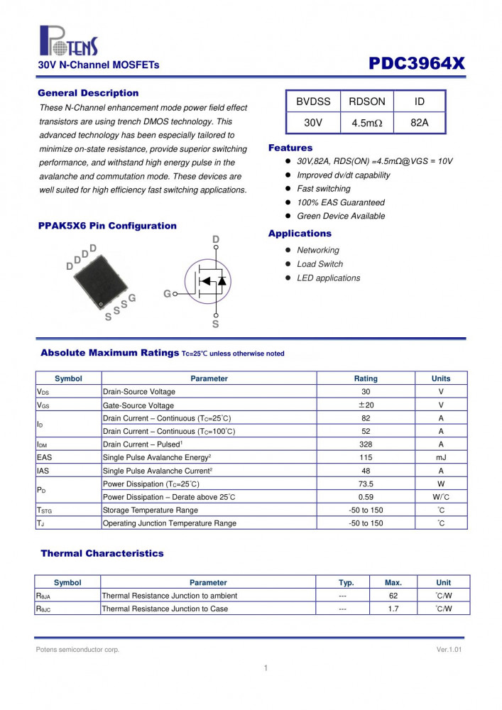 PDC3964X datasheet page 1