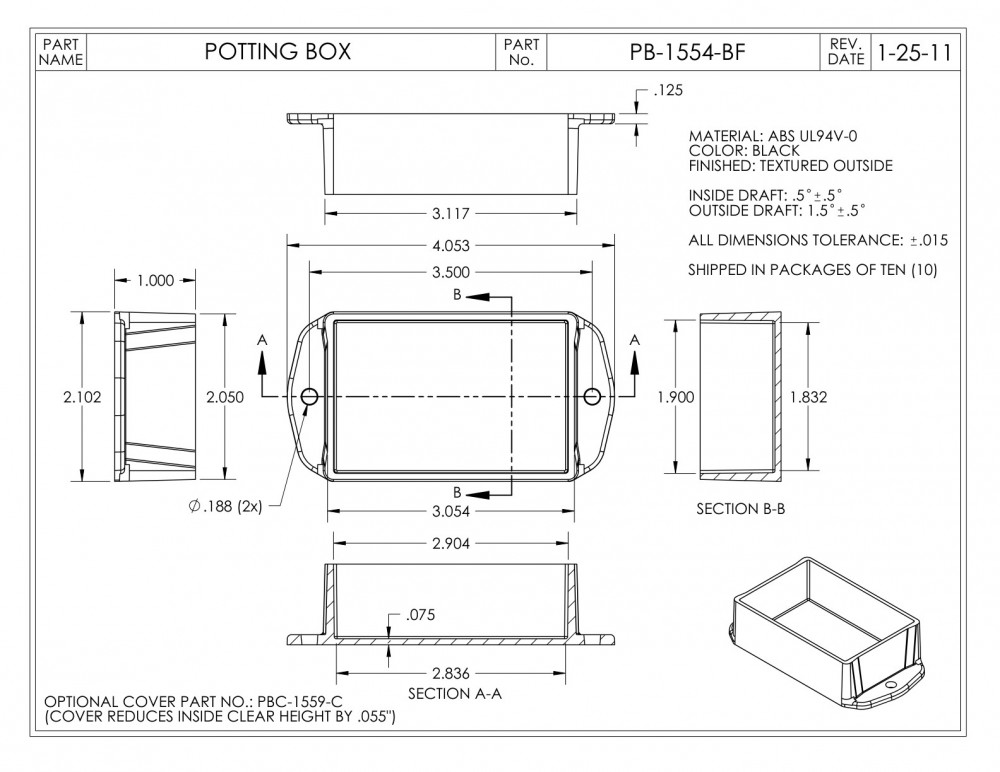 PB-1554-BF product drawing and technical documentation