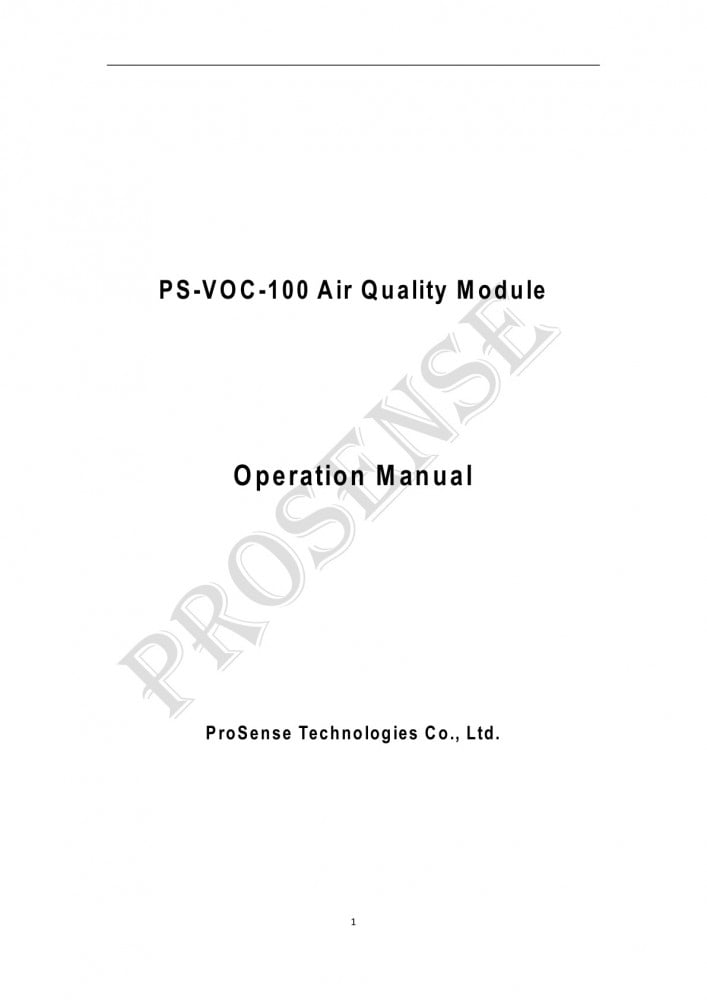 PS-VOC-100 operation manual page 1