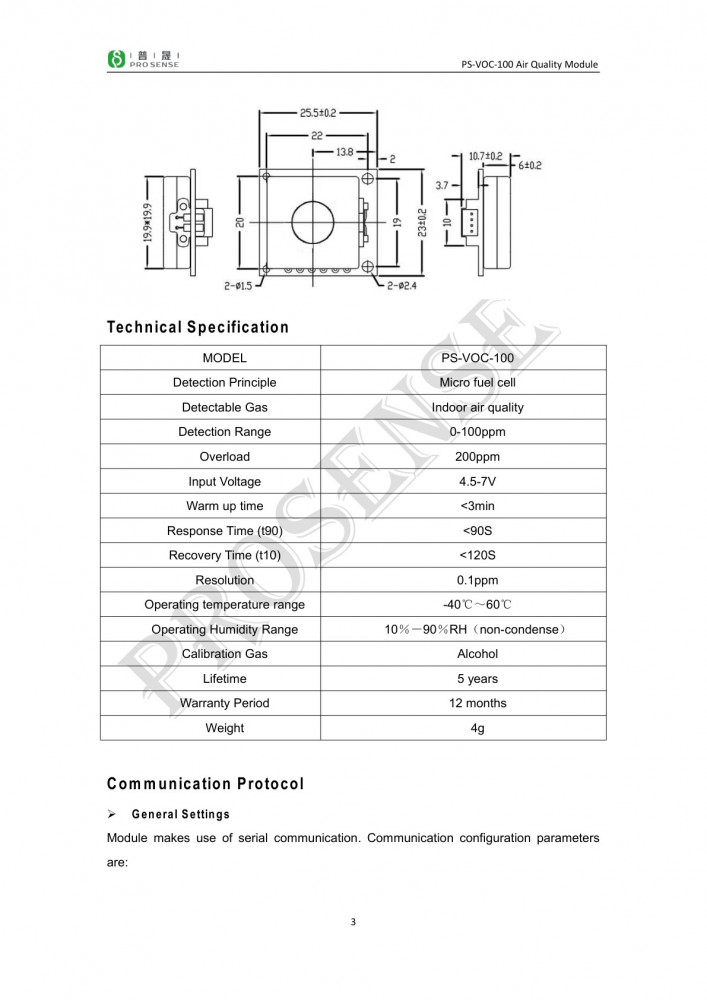 PS-VOC-100 operation manual page 3