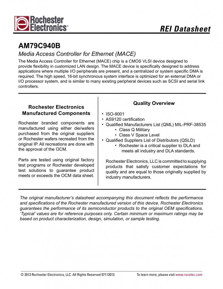 AM79C940BKI datasheet page 1