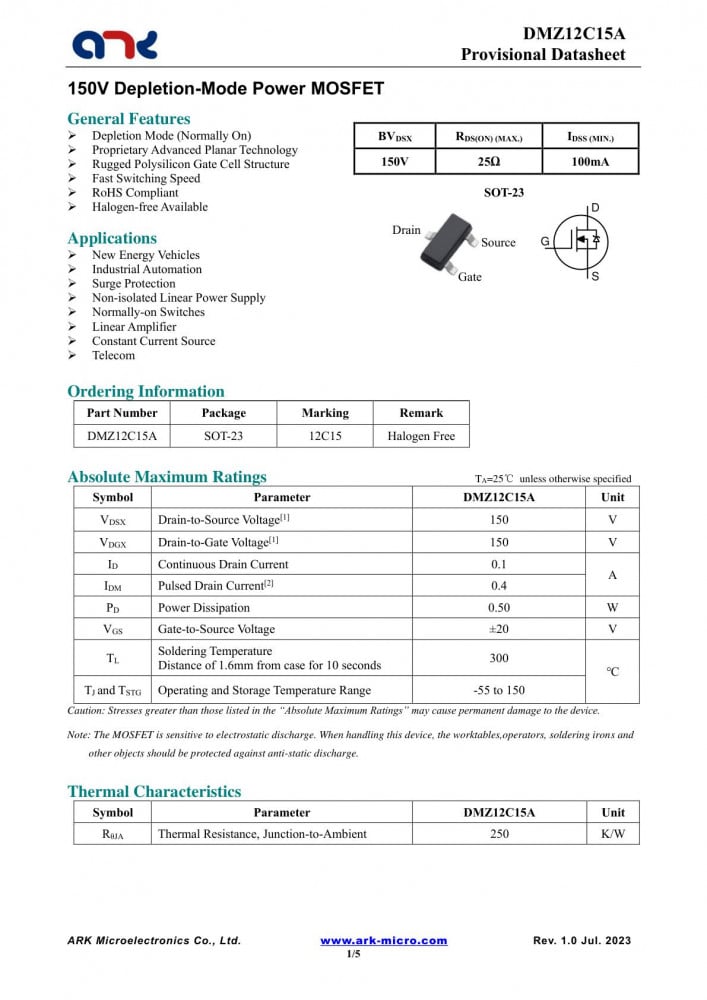 DMZ12C15A datasheet page 1