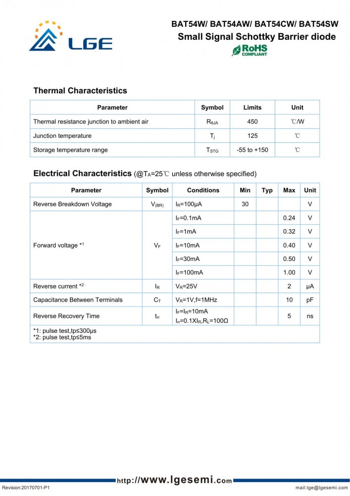 BAT54SW datasheet page 2