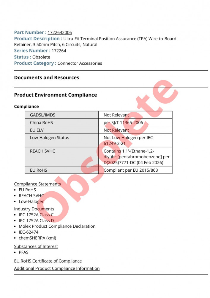 MOLEX 1722642006 document image, page 1