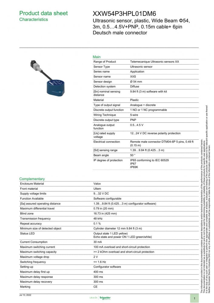 XXW54P3HPL01DM6 technical document page 1