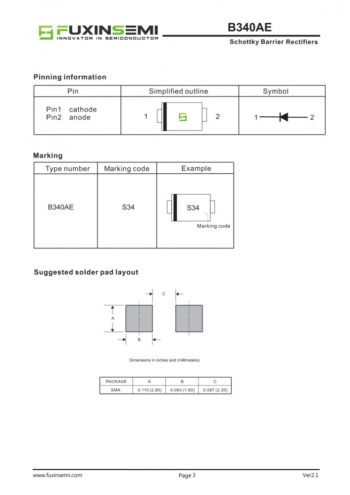B340AE datasheet page 3