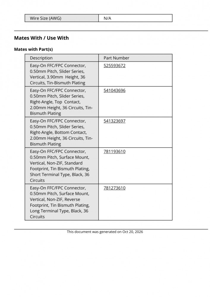 Technical document page 3 for Molex 151660390