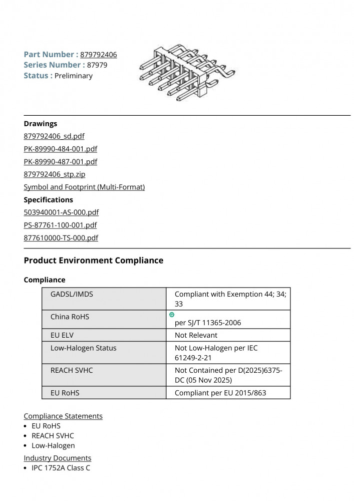 879792406 product document image, page 1