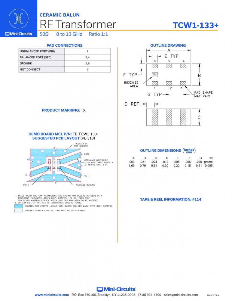 TCW1-133+ technical document page 3