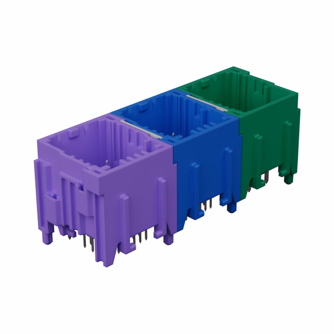 stAK50h 3 Bay Vertical Hybrid Header, 76 Circuits, Bay 1: 32 Circuits/Key 4/Purple; Bay 2: 32 Circuits/Key 2/Blue; Bay 3: 12 Circuits/Key 2/Green; Tray for sale