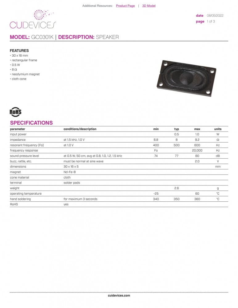 GC0301K datasheet page 1