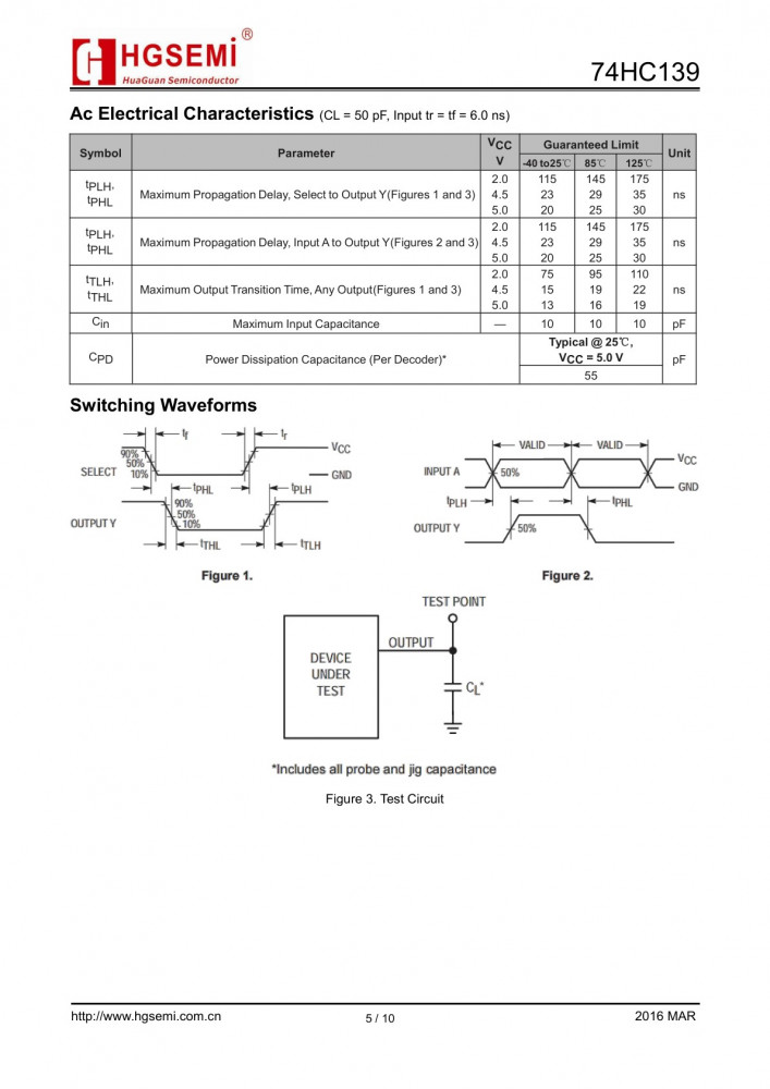 74HC139M/TR datasheet page 5