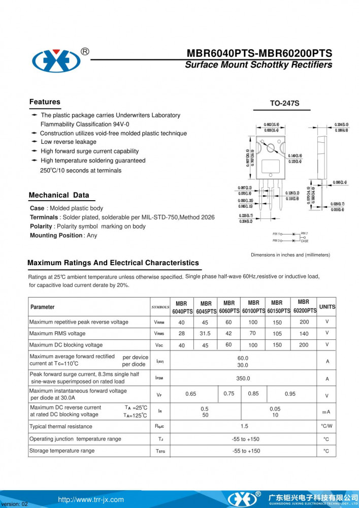 MBR60150PTS datasheet page 1