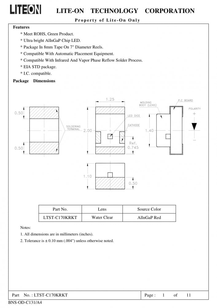 LTST-C170KRKT datasheet page 2