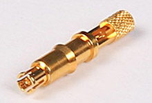 MCX Jack, Right-Angle, PCB Receptacle, Through Hole, Die Cast Housing with Brass Insert, 0.76µm Gold (Au) Contact Plating, Tray, 75 Ohms