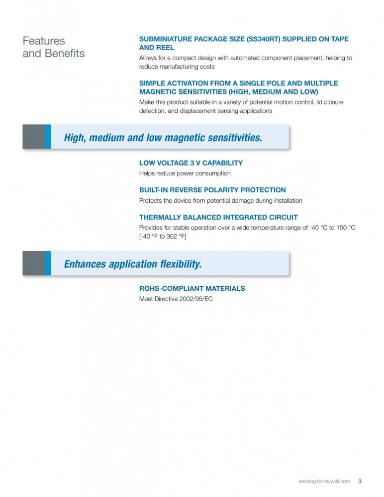 Honeywell SS349RT datasheet page 3