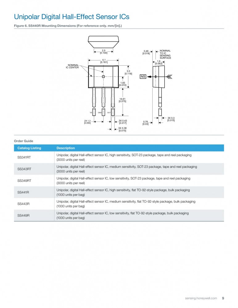 Honeywell SS349RT datasheet page 9