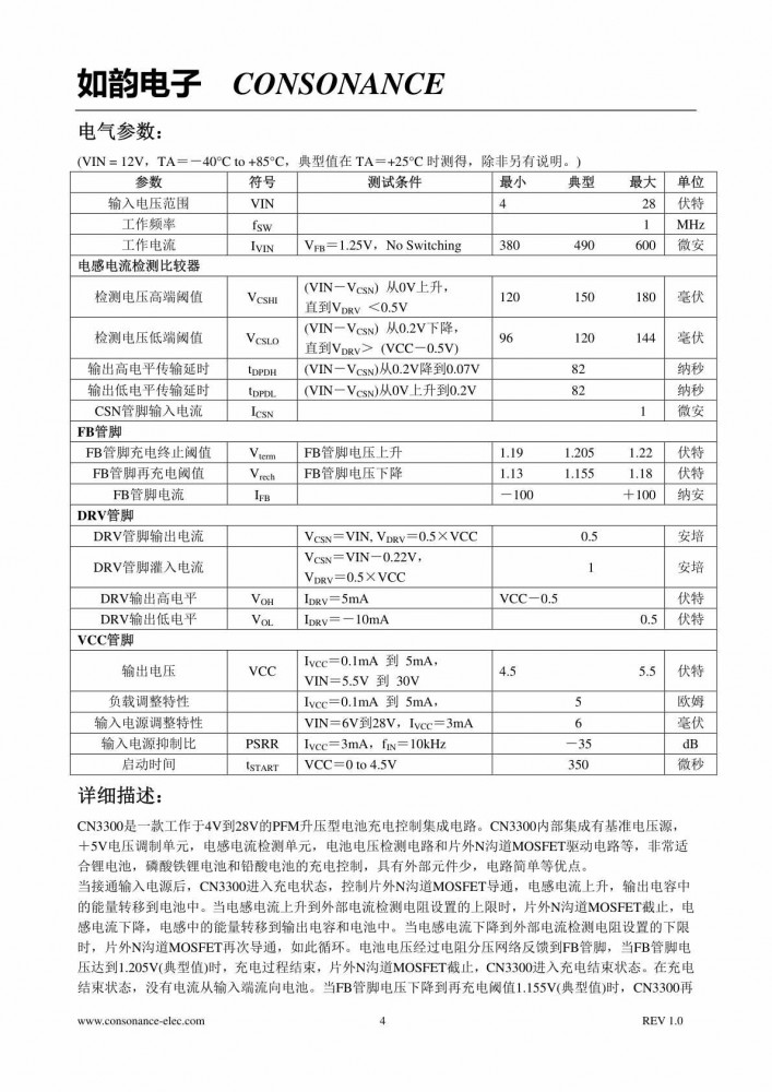 CN3300 datasheet page 4
