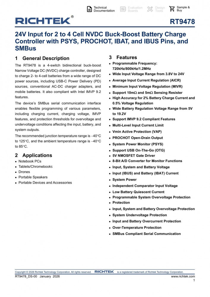 RT9478 datasheet page 1