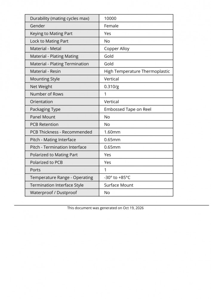 Molex Micro-USB connector specification, page image 3