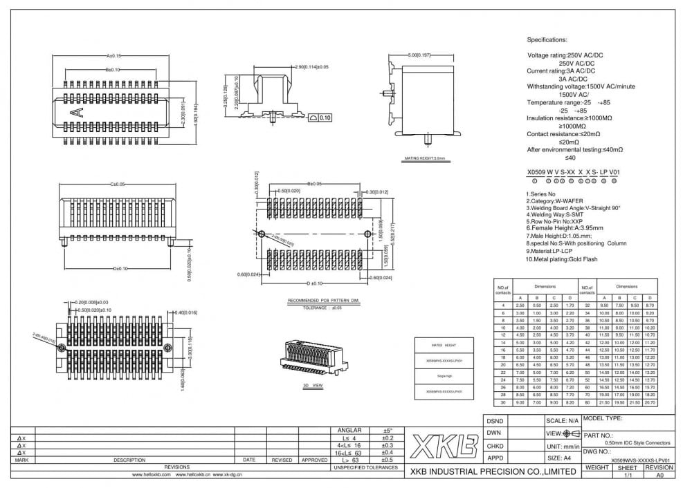 X0509WVS-10AS-LPV01 technical drawing page