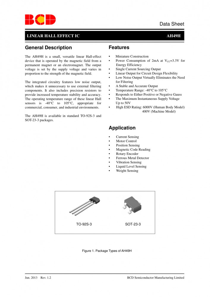 AH49H datasheet page 1