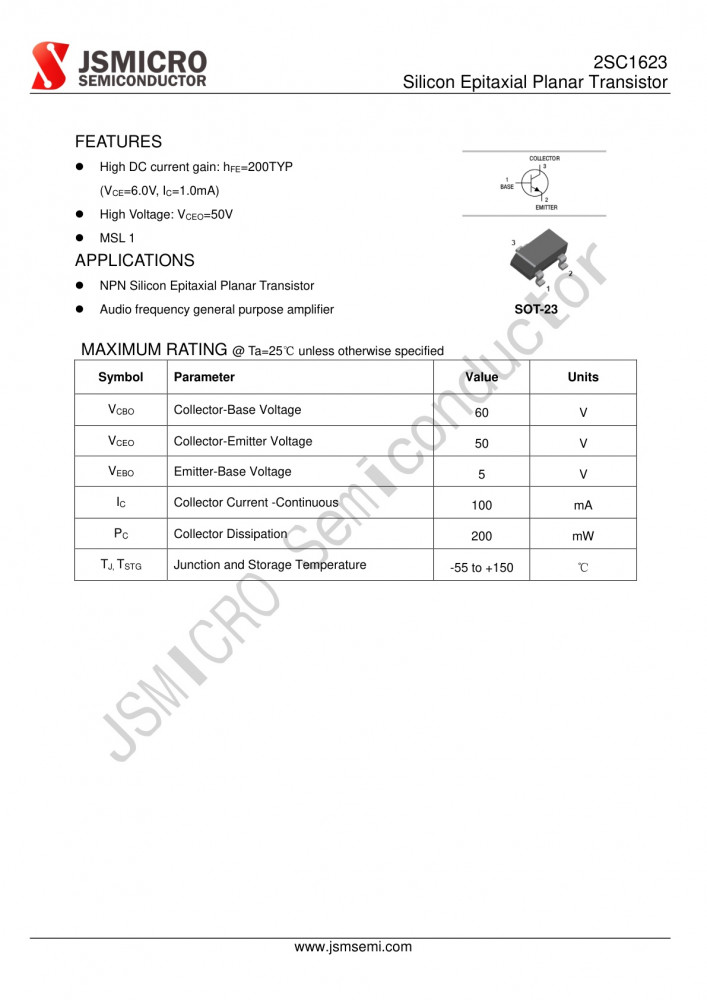 2SC1623 datasheet page 1