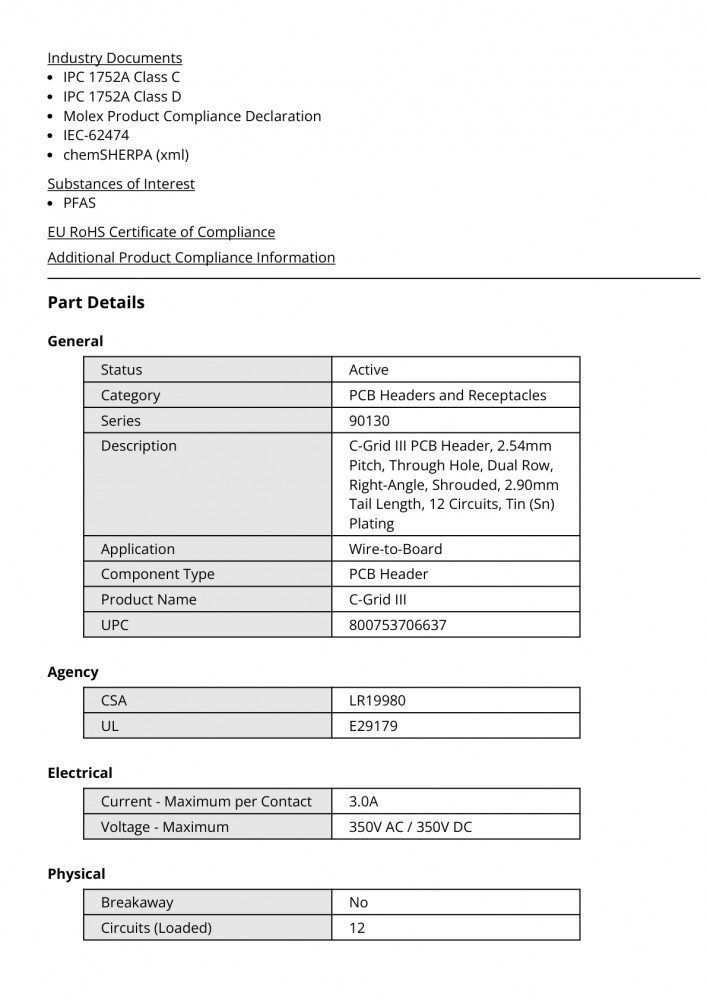 MOLEX 901303112 product document preview, page 2