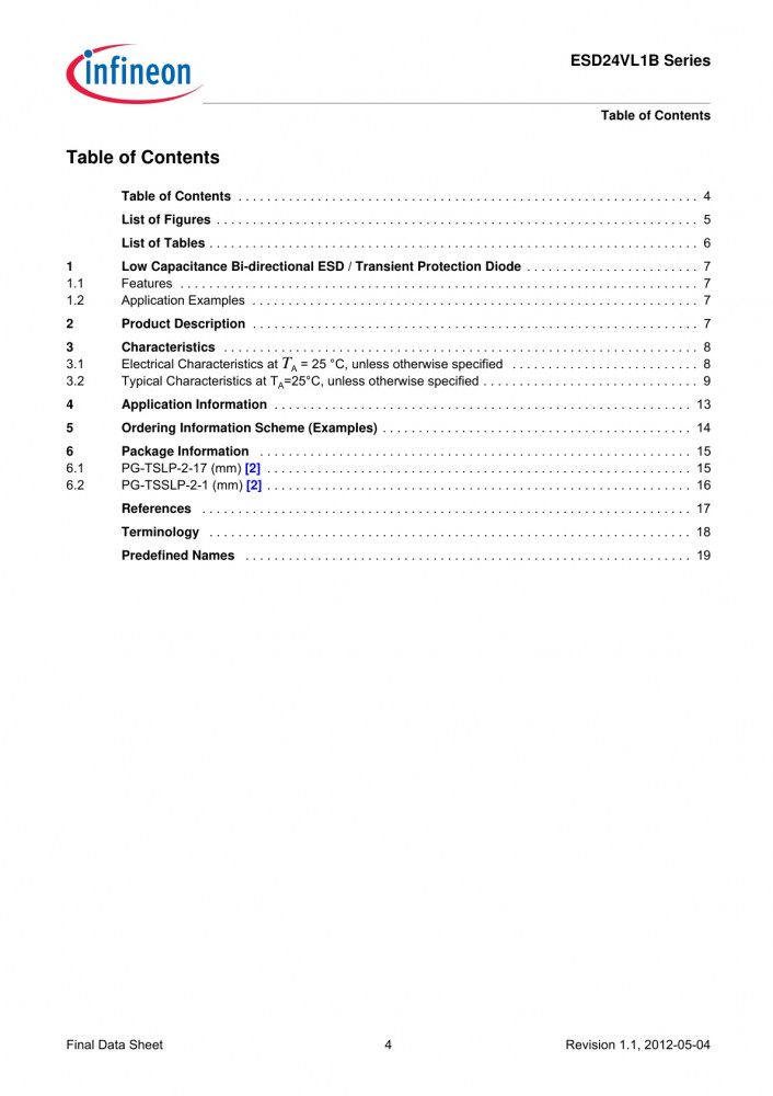 Infineon datasheet page 4