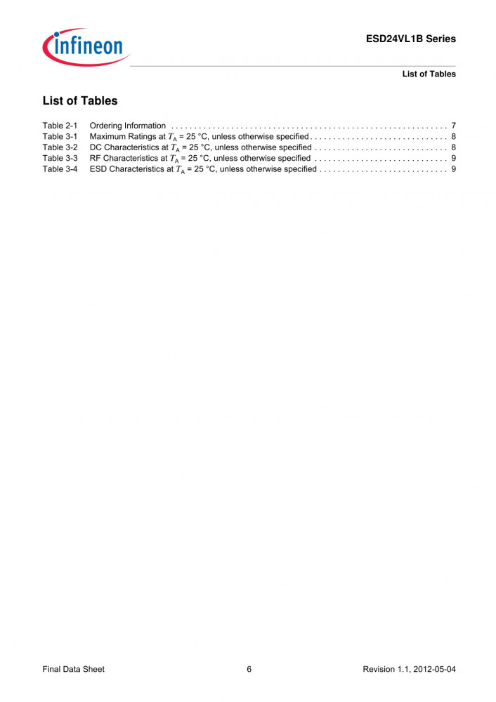 Infineon datasheet page 6
