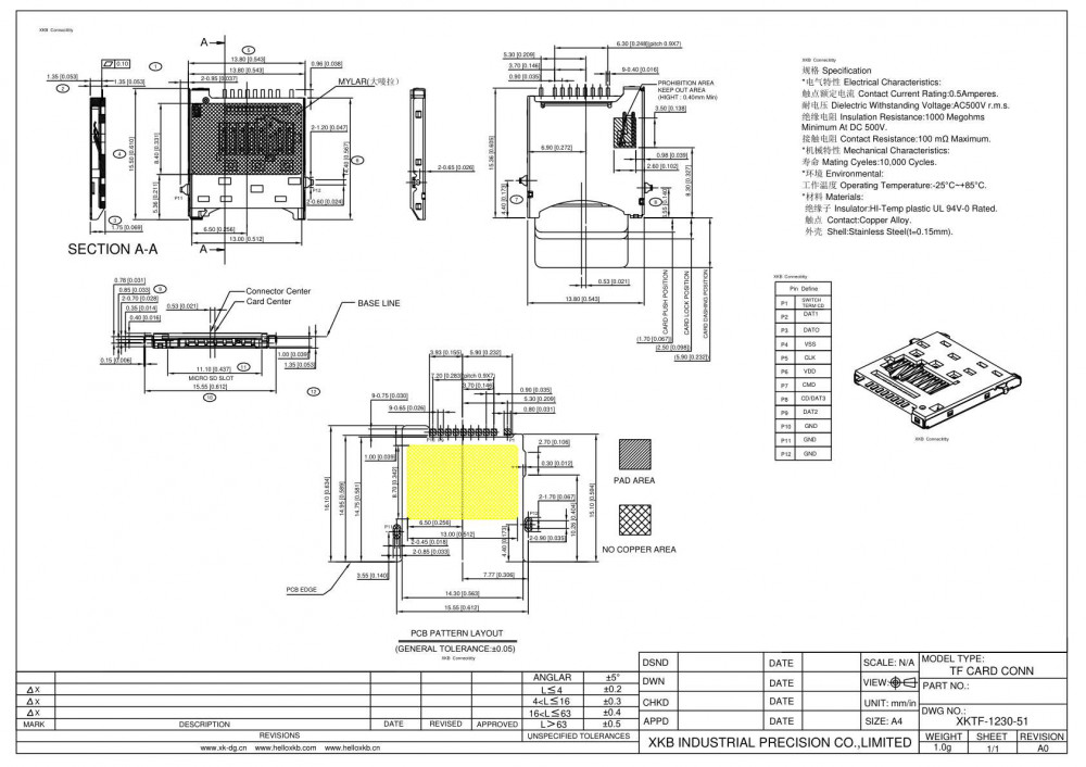 XKTF-1230-51 technical drawing and specification page