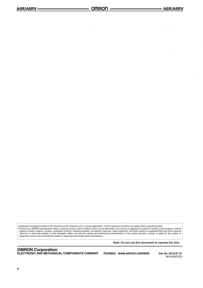 OMRON A6RV rotary DIP switch datasheet page 4